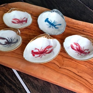 Lobster Decoupage Clam Shell: Coastal Trinket Dish, Beach House Decor ...