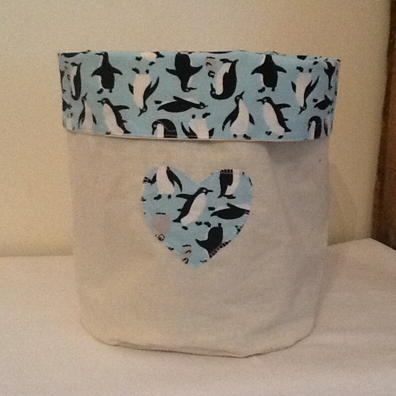 Fabric Storage Box Round Penguin Storage Basket Reversible - Etsy