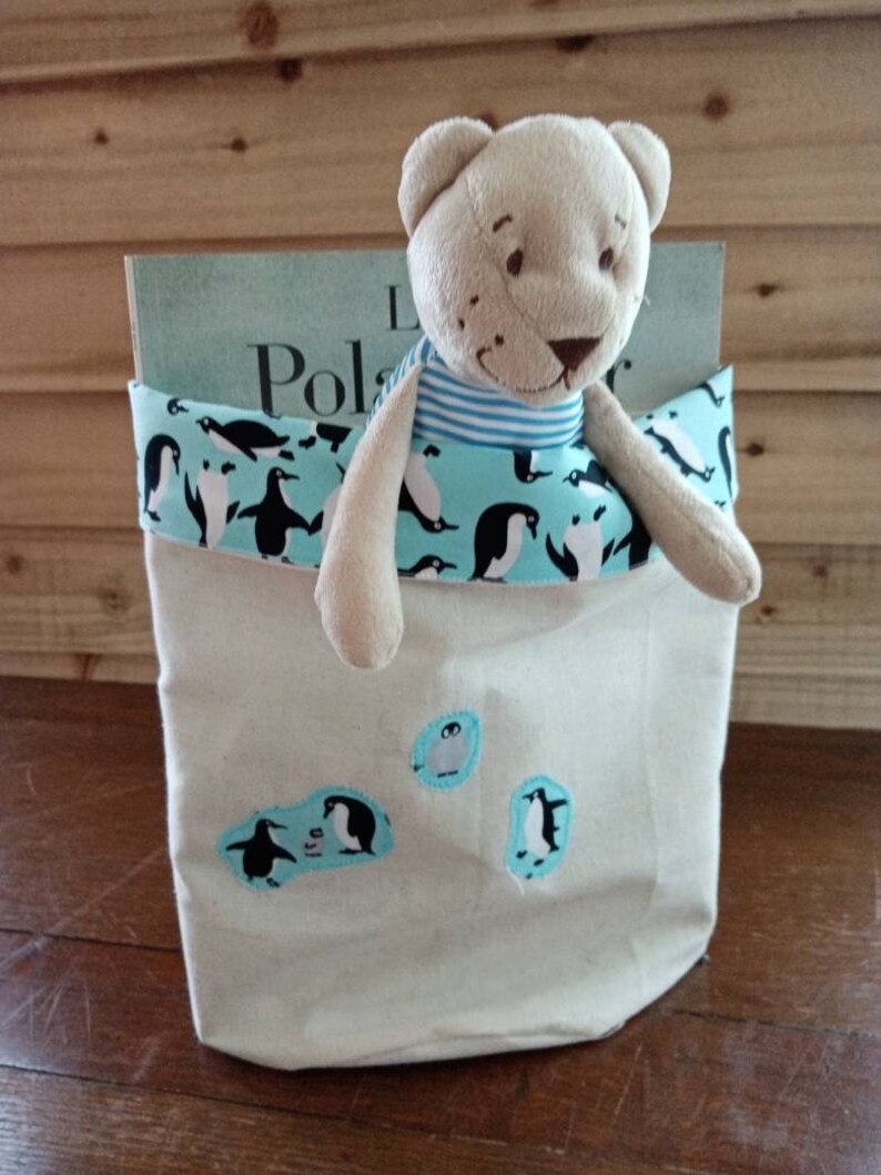 Fabric Storage Box Round Penguin Storage Basket Reversible - Etsy