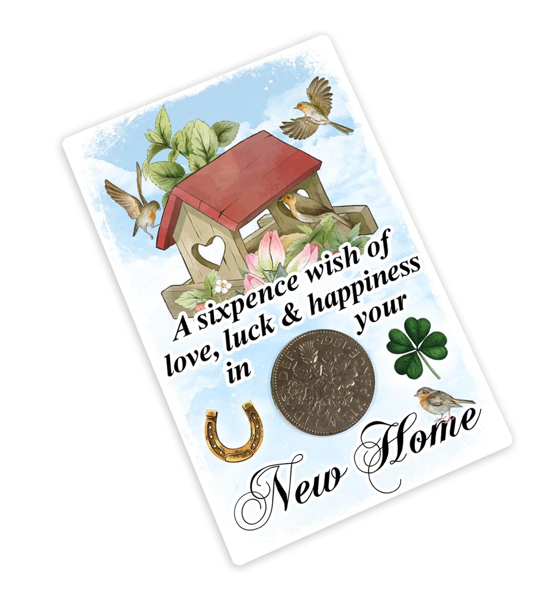 Robin New Home House Lucky Sixpence Coin Fridge Magnet Good Luck Gift ...