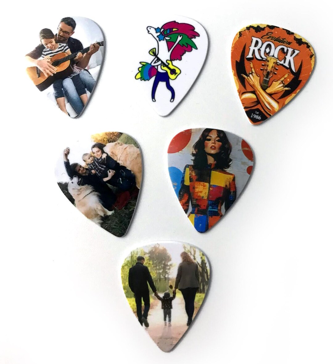 Set of 5 Custom Printed Personalised Guitar Picks for Musician ...