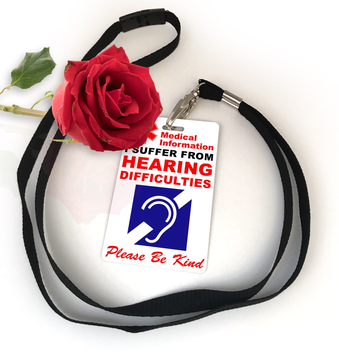 Hearing Impaired Deaf Information Disability Information Card & Lanyard ...