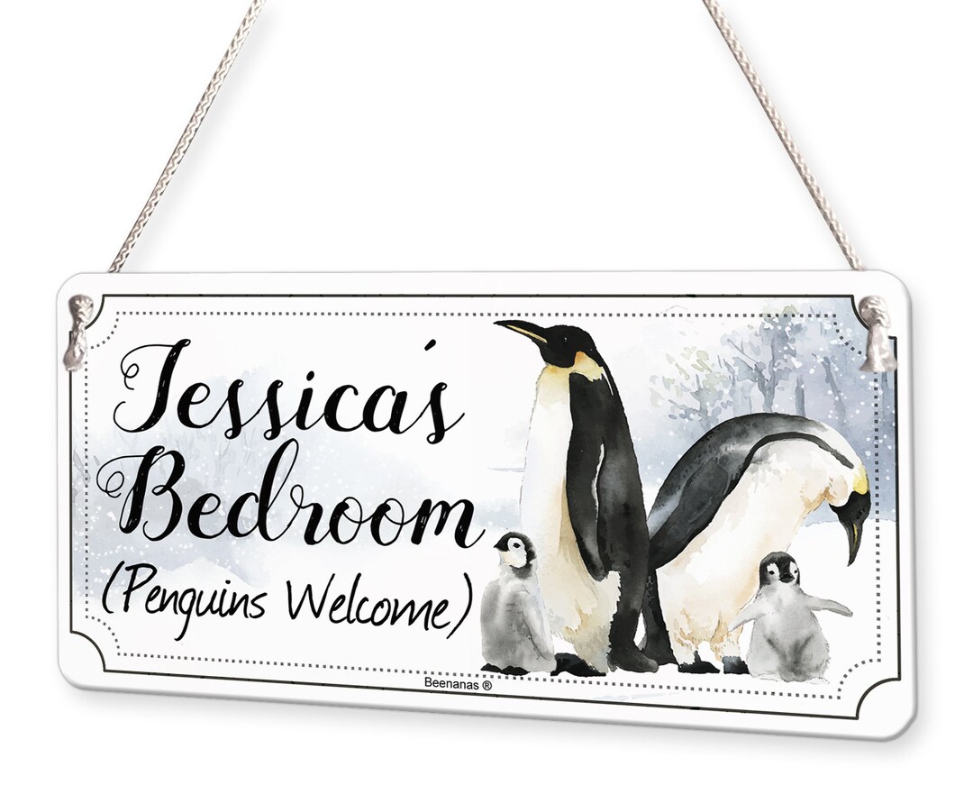 Penguins Welcome Personalised Childs Bedroom Door Sign Name Plaque - Etsy