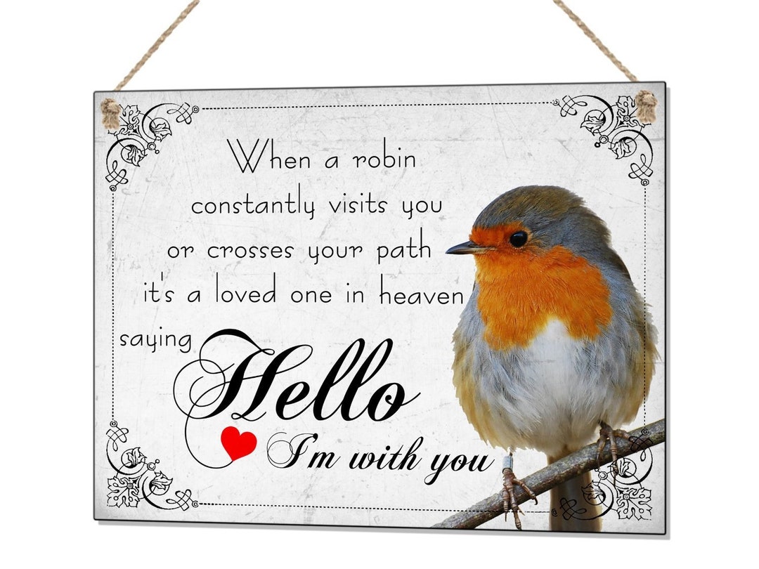 Robin Sympathy Loved One in Heaven Plastic Hand Made Plaque Sign Gift ...