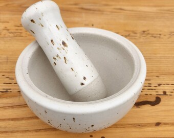 Pestle and Mortar Spice and Herb Grinder Stoneware Hand Thrown Pottery Ceramic Handmade ...