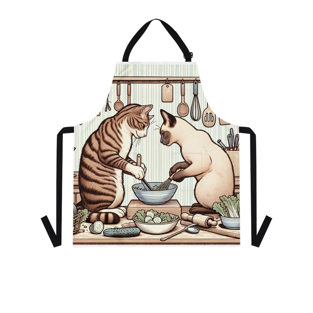Cute Cats Cooking Apron, Cat Lover Gift, Kitchen Cooking Apron, Two ...