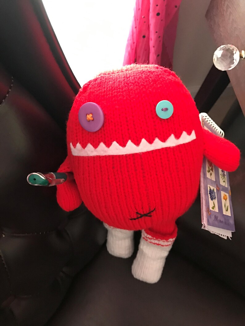 Hand Knitted Red Monster Plush Handmade Monster Mother's | Etsy