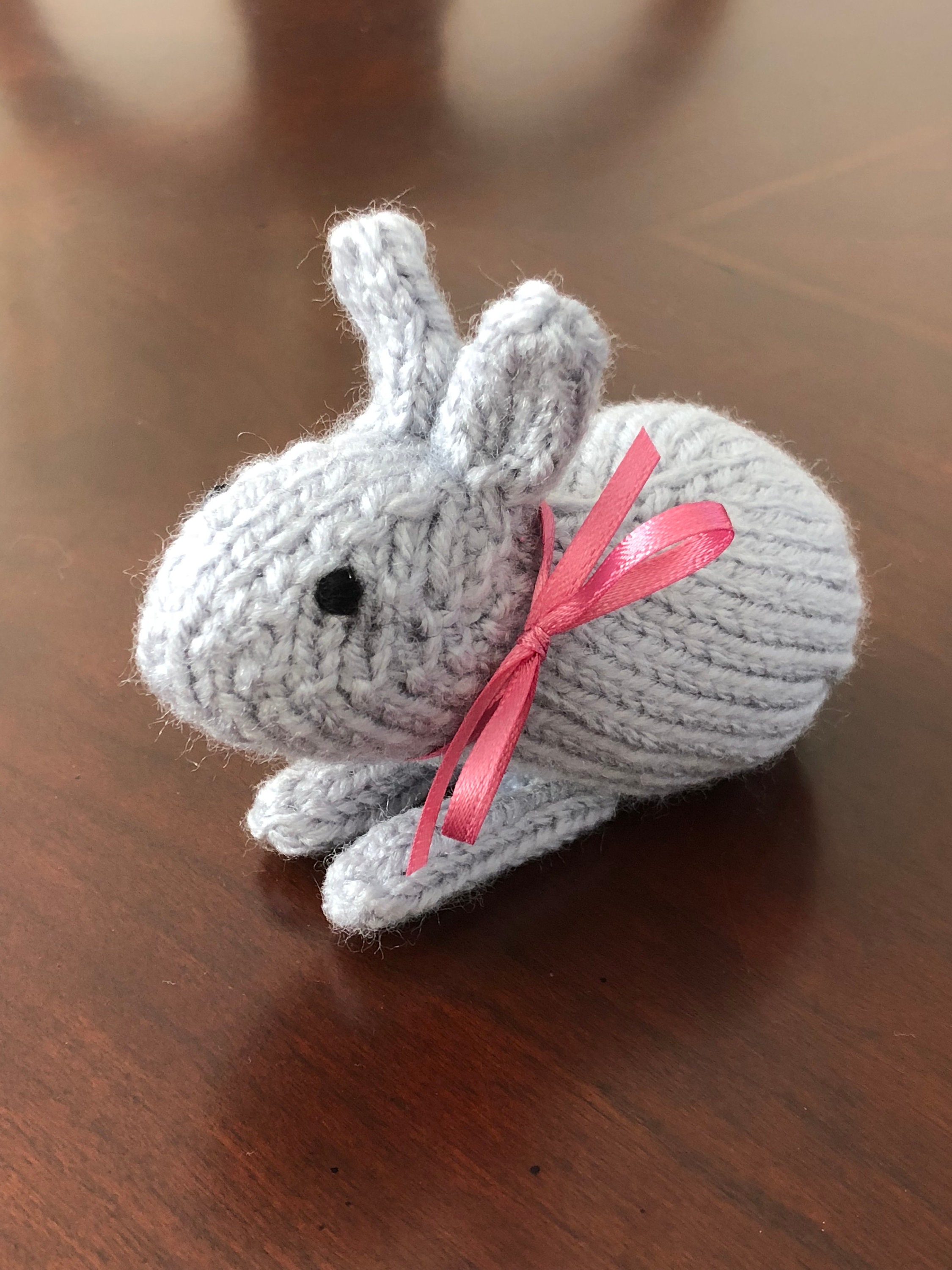 Hand Knitted Rabbit with a Carrot Cute present Grey or Brown Toys Toys ...