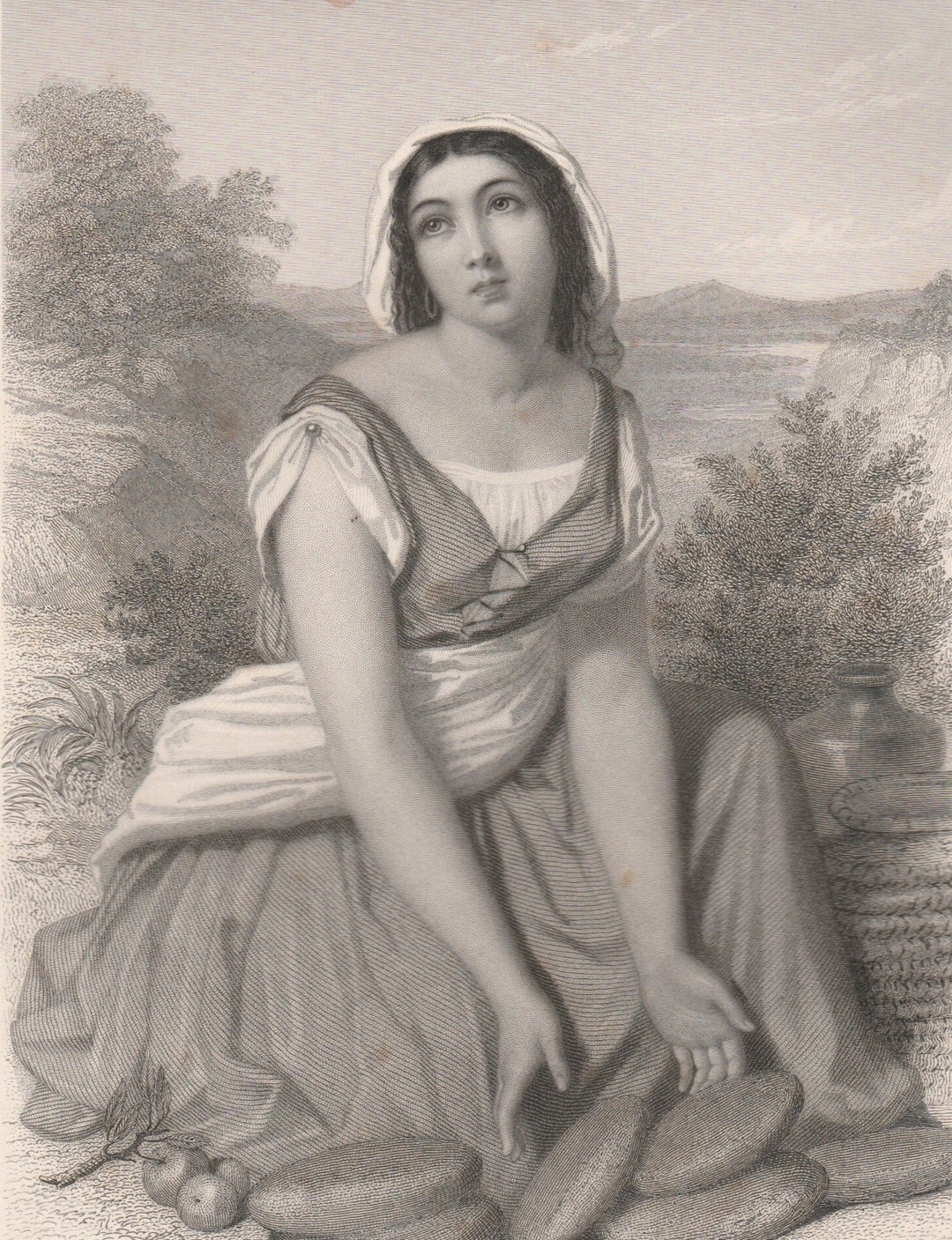 1846 Abigail Wife of King David Antique Steel Engraving Original Print ...