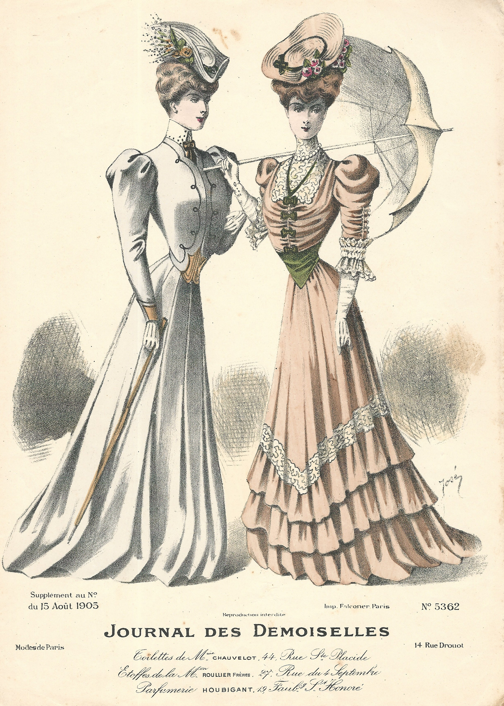 1905 French Fashion in the Early 1900s Paris France Original Lithograph ...