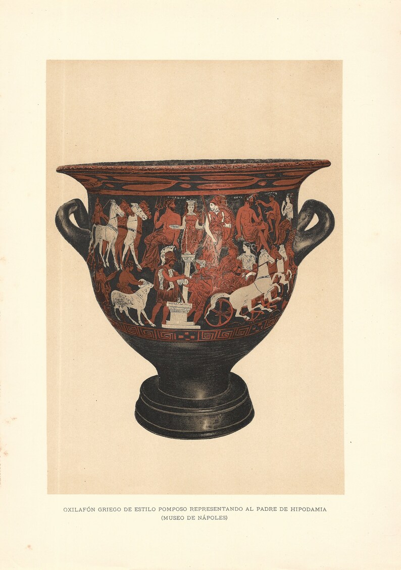 Greek Art Mythology Vase Painting Depicting Oenomaus, King of Pisa and ...