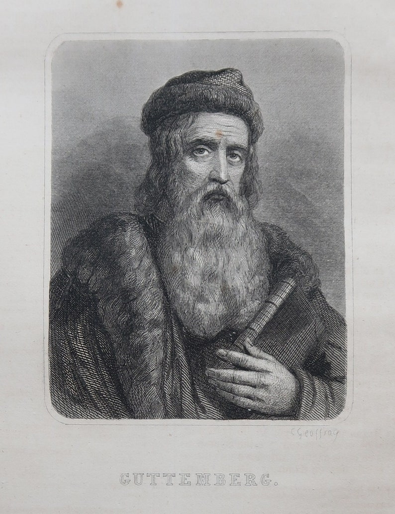 1875 Johannes Gutenberg Inventor of the Movable-type Printing Press ...