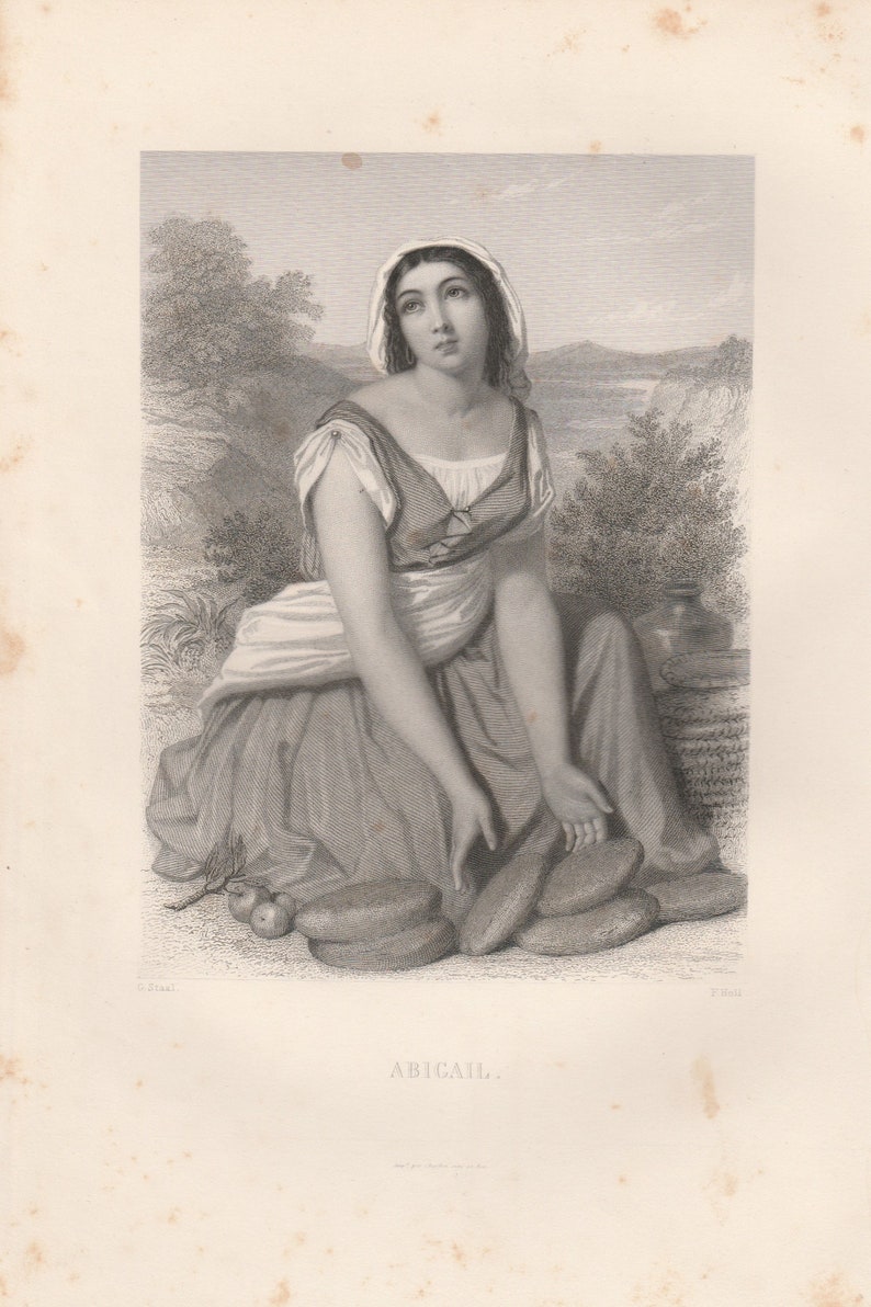 1846 Abigail Wife of King David Antique Steel Engraving Original Print ...