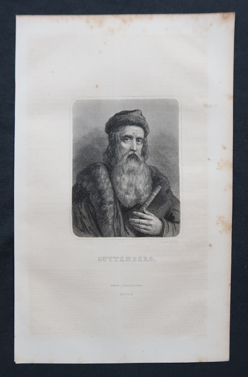 1875 Johannes Gutenberg Inventor of the Movable-type Printing Press ...