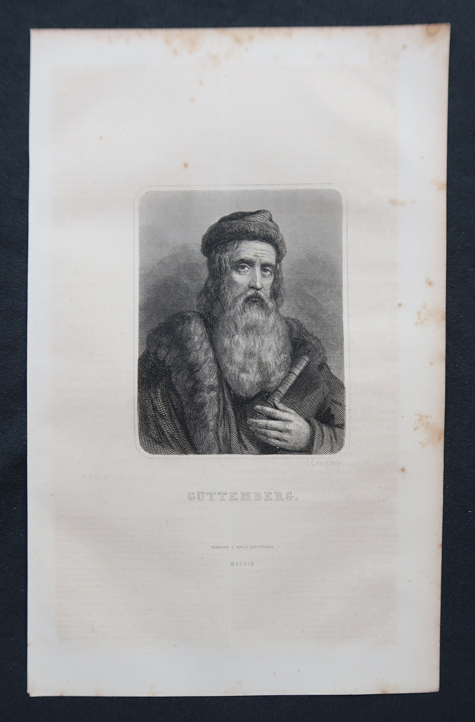 1875 Johannes Gutenberg Inventor of the Movable-type Printing Press ...