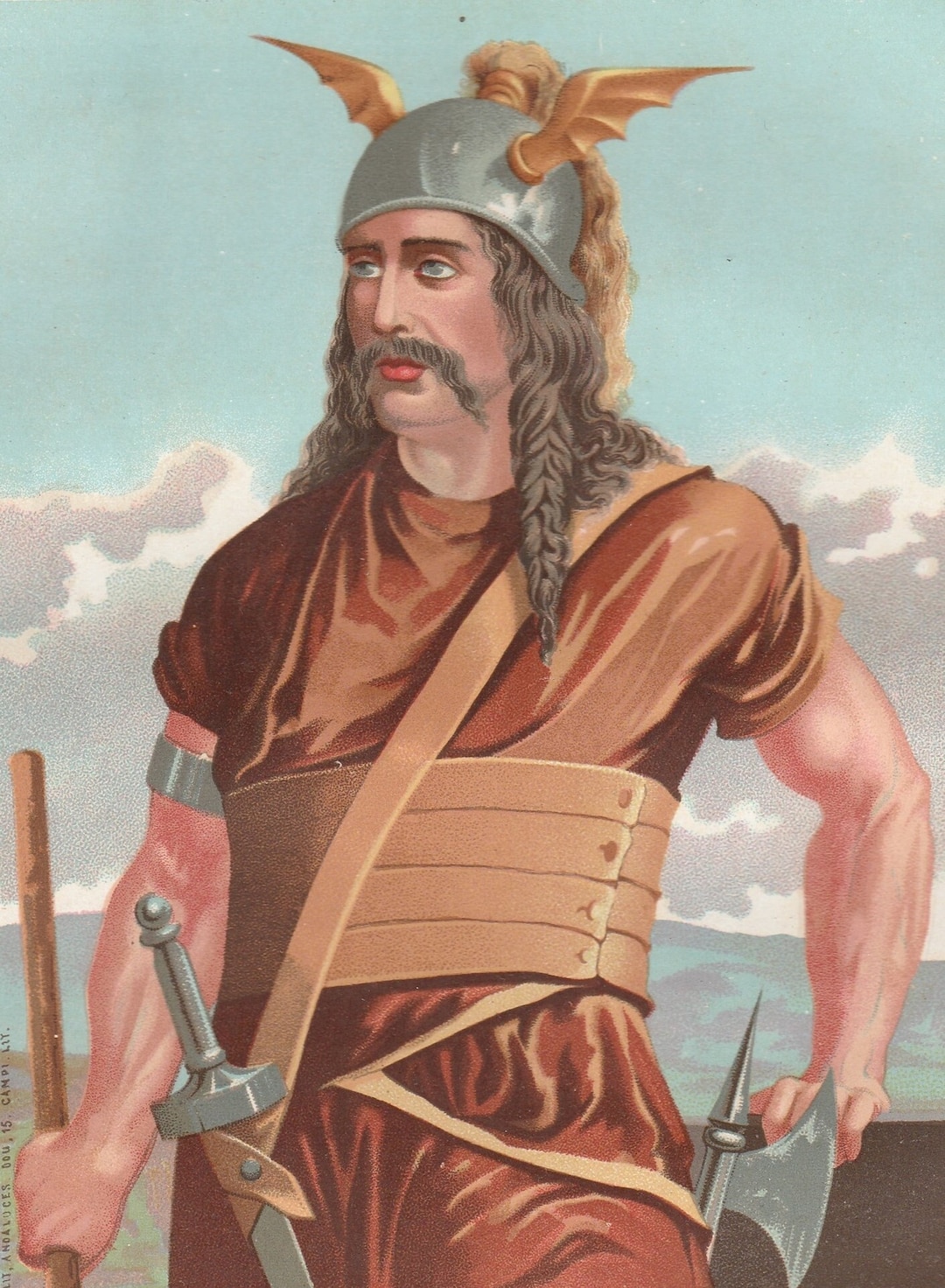 1875 Spartacus, Thracian Gladiator Original Antique Lithograph Print ...