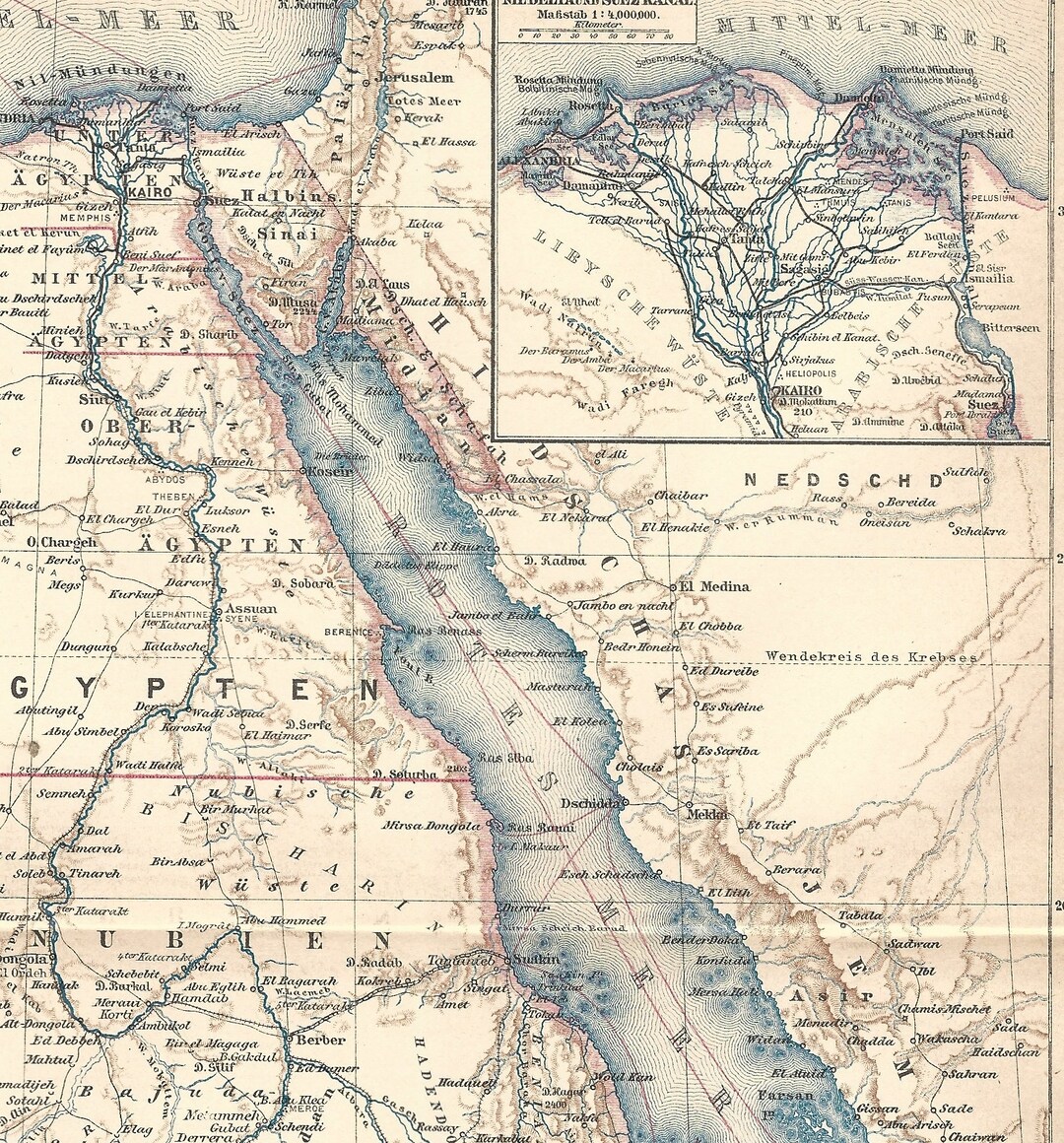 1885 Egypt Darfur Abyssinia Antique Map Original Color Lithograph Print ...