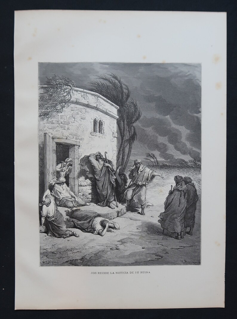 1883 Bible Job Hears of His Misfortunes Gustave Doré Antique Folio ...