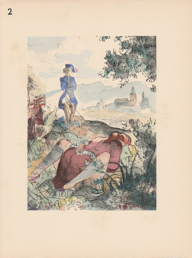 1932 Erotica Authentic Vintage French Erotic Lithograph Adrien Bagarry