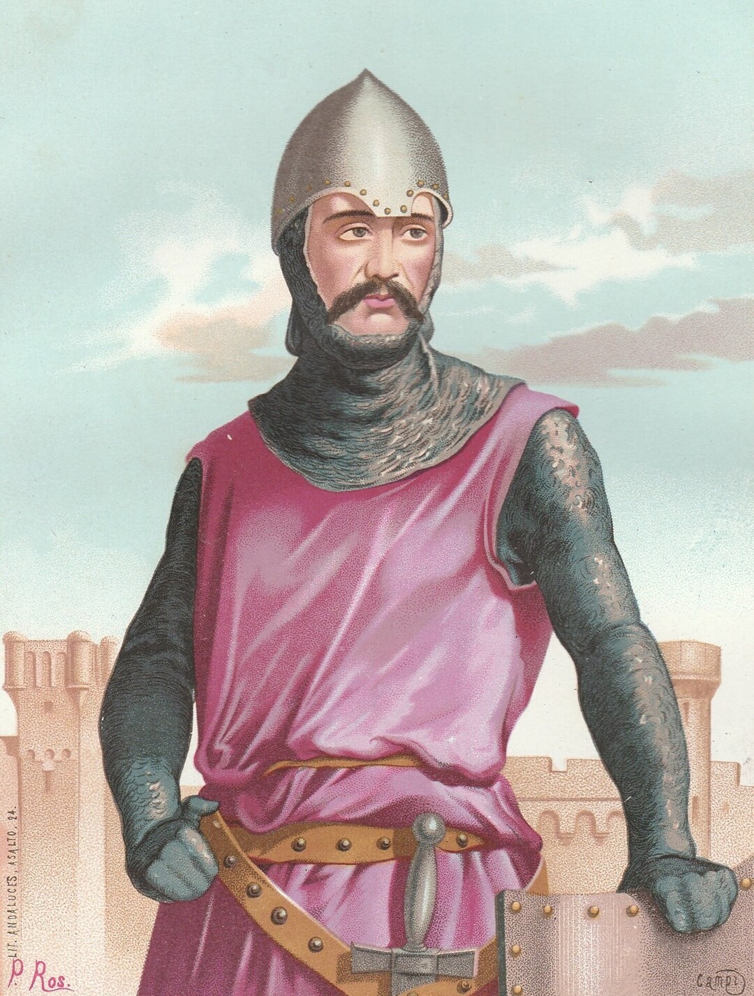 1875 El Cid rodrigo Díaz De Vivar, Castilian Knight & Ruler in Medieval ...