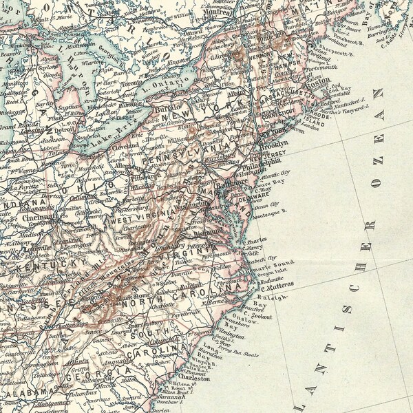 East Coast Map Print - Etsy