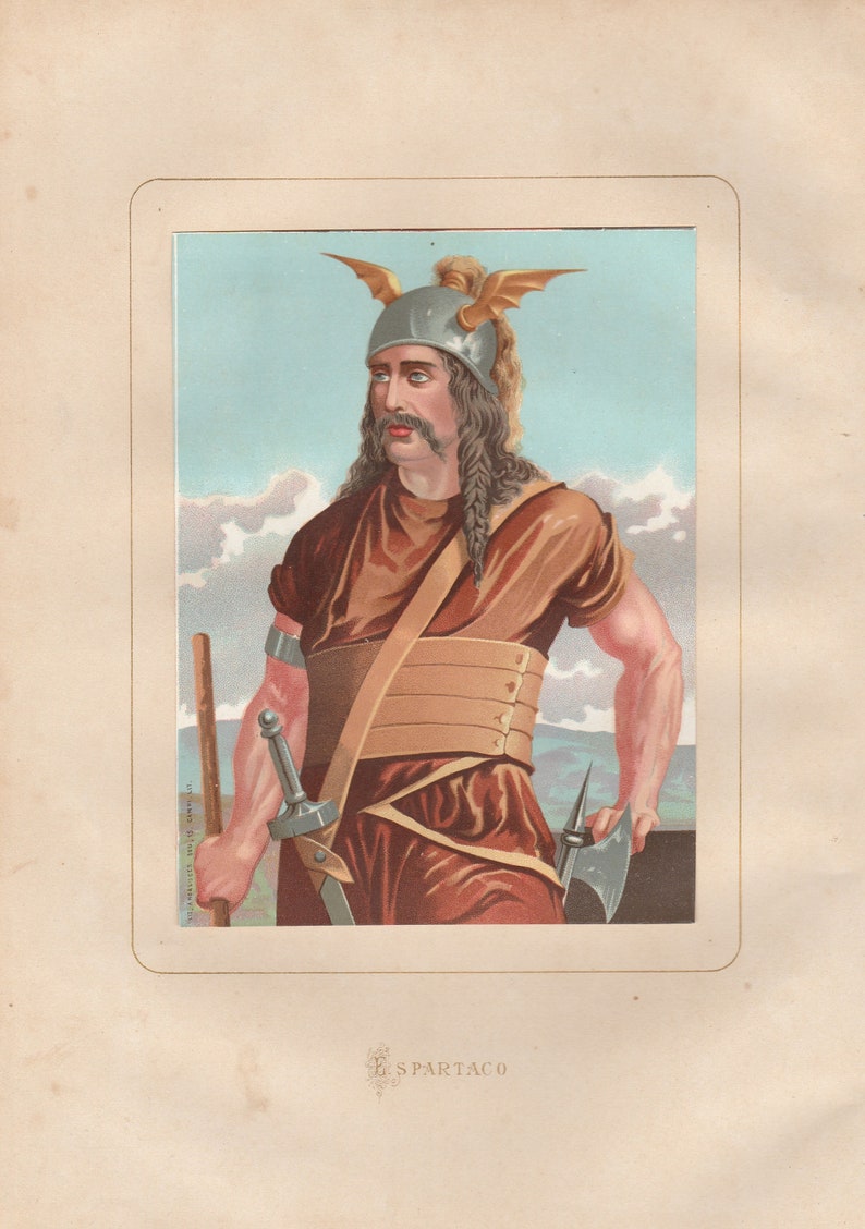 1875 Spartacus, Thracian Gladiator Original Antique Lithograph Print ...