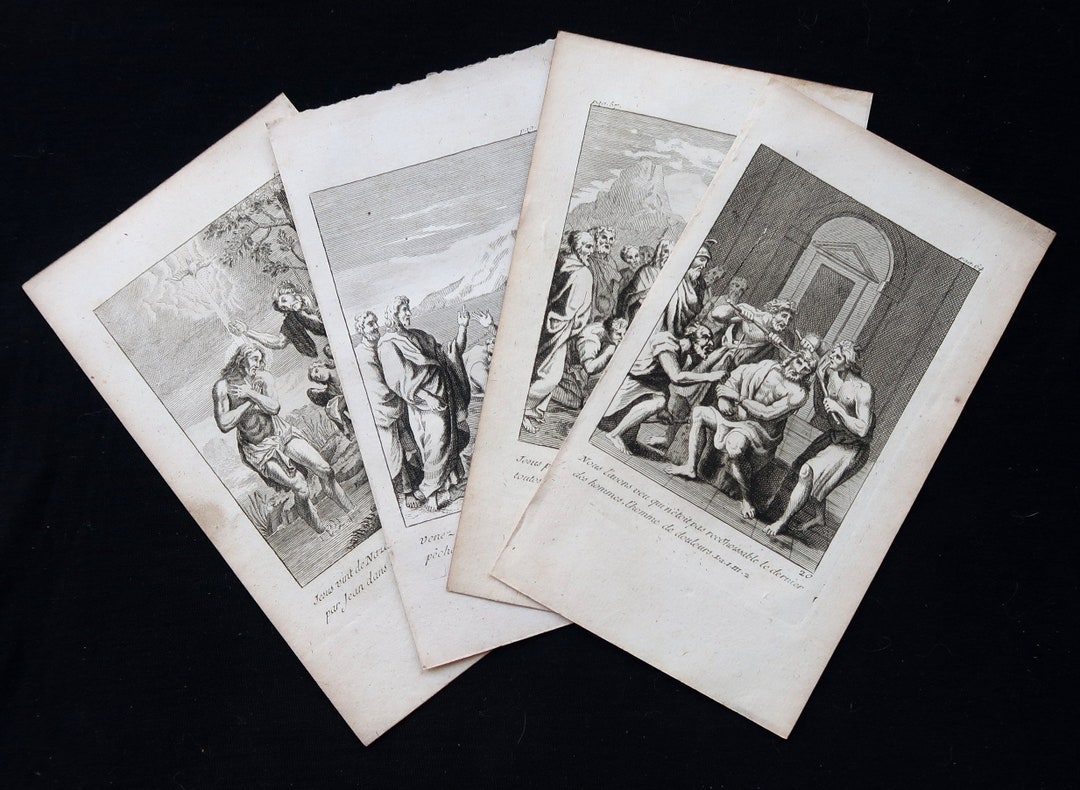 1700s Lot of 4 Biblical Engravings Bible New Testament Life of Jesus ...