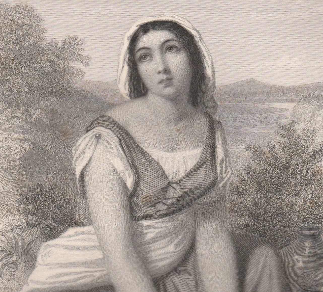 1846 Abigail Wife of King David Antique Steel Engraving Original Print ...