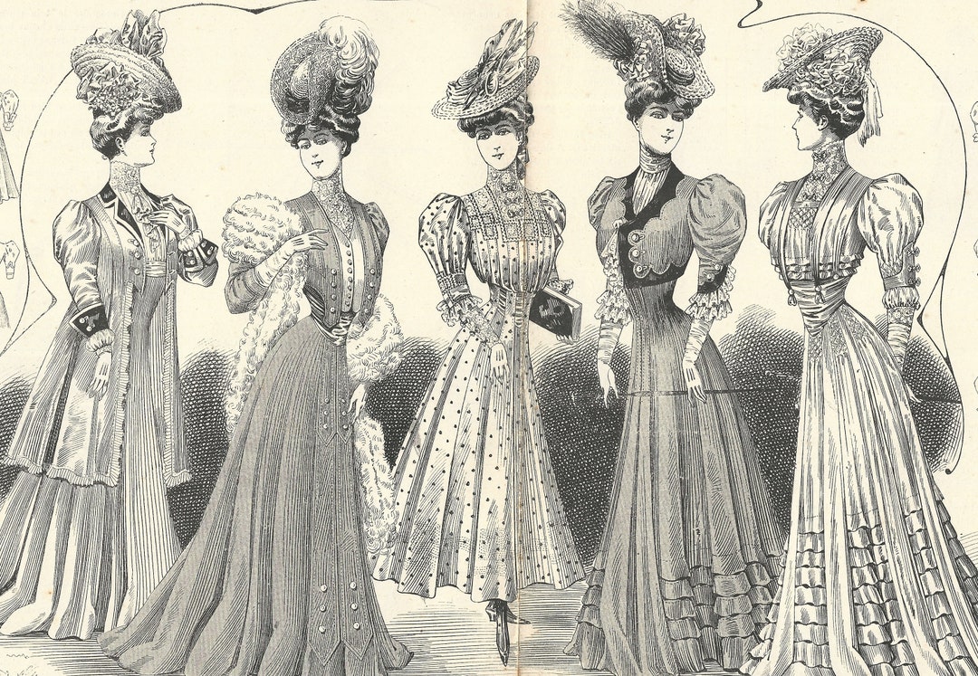 1905 French Fashion in the Early 1900s Paris France Original Engraving ...