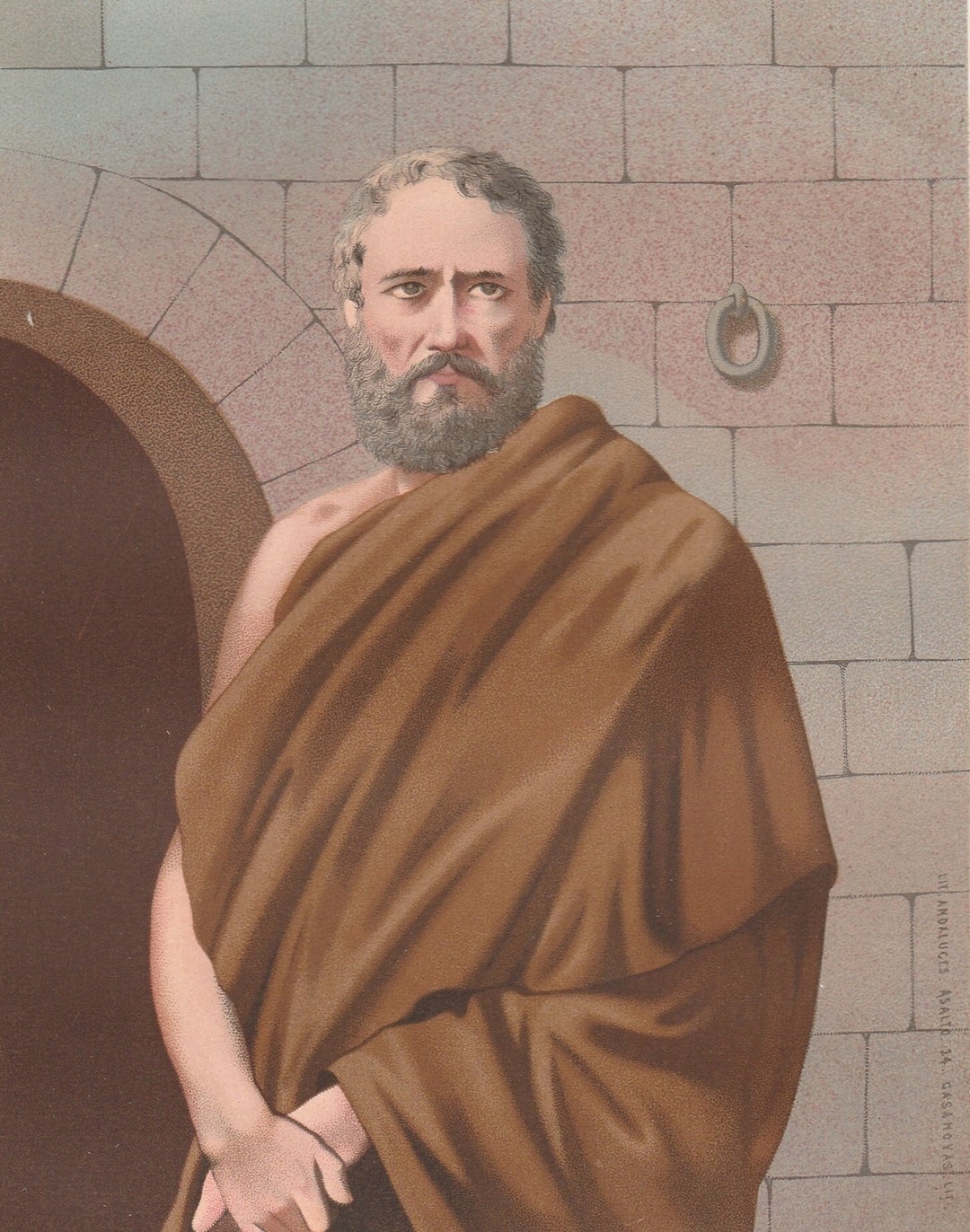 1875 Socrates, Greek Philosopher Original Antique Lithograph Print ...