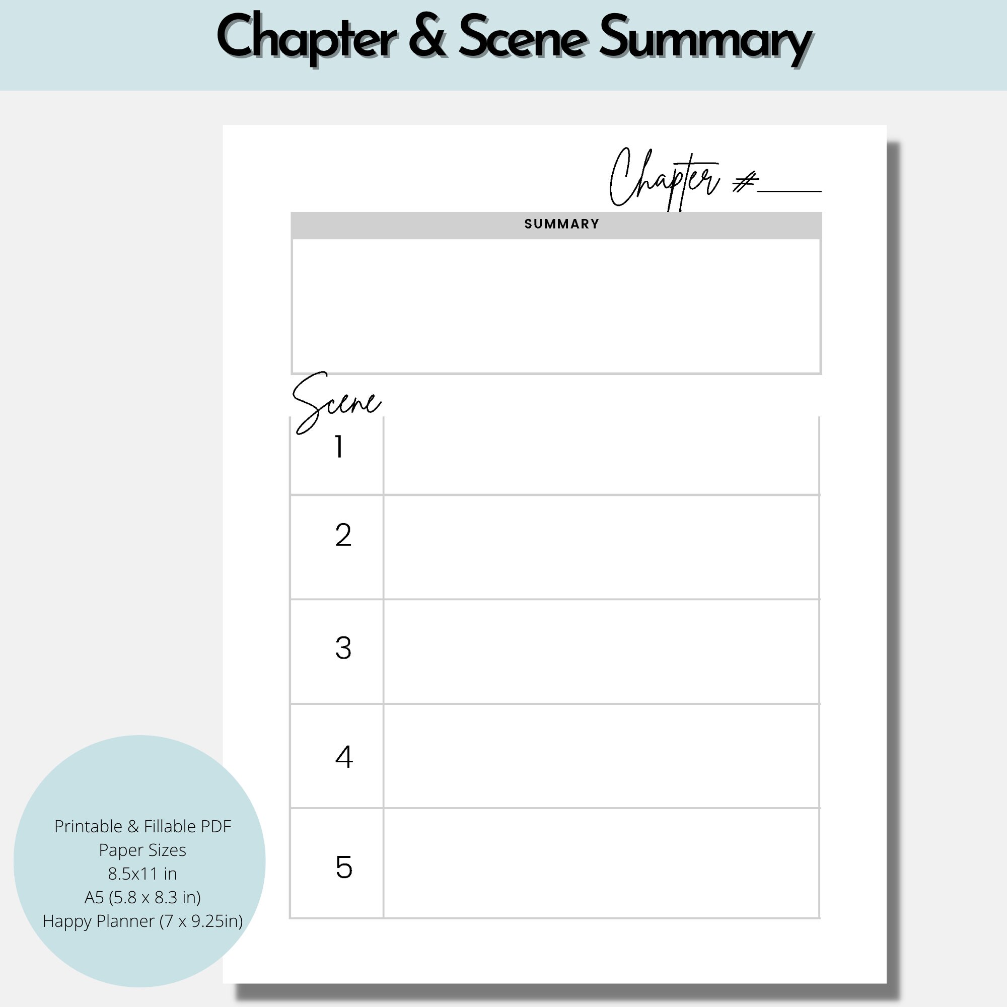 Chapter Scene Planning Worksheet Novel Writing Worksheet Novel Planner ...