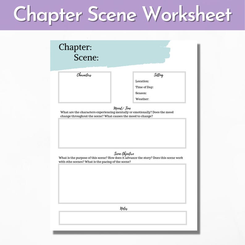 Novel Scene Planning Worksheet: Printable Novel Planner (PDF) - Etsy