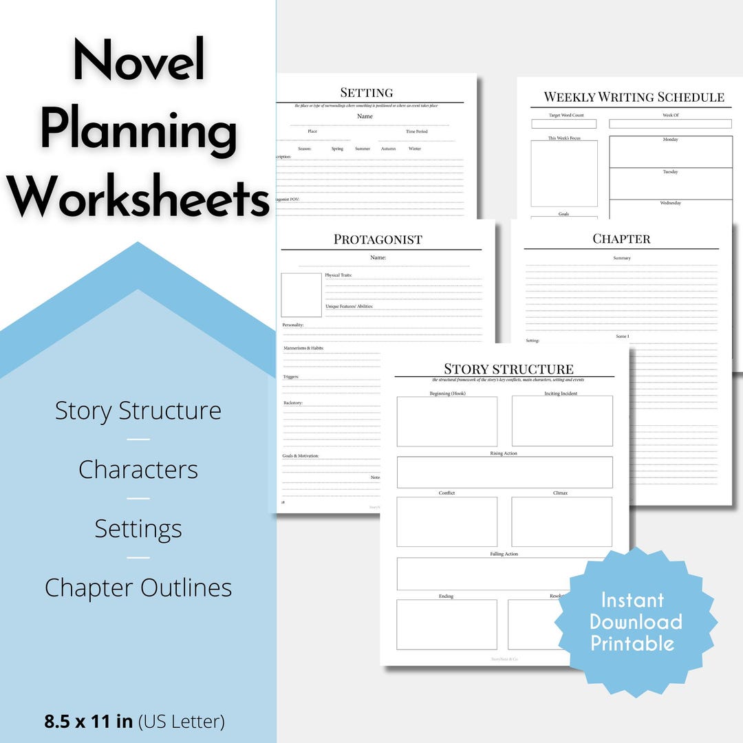 Novel Planning Worksheets: Story Development, Character, Setting (PDF ...