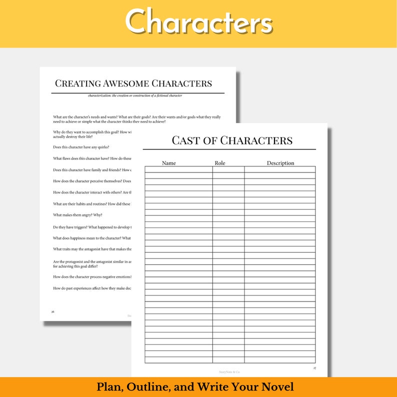 Nanowrimo Novel Planner: 30-day Writing Worksheets (PDF) - Etsy