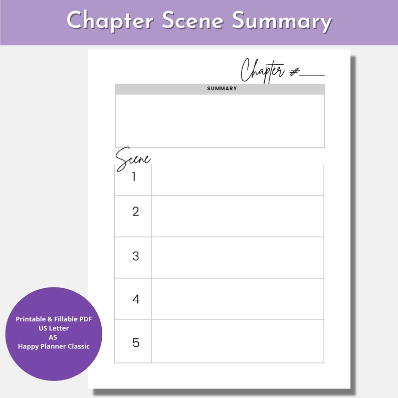 Chapter Scene Planning Worksheet| Novel Writing Worksheet | Novel ...