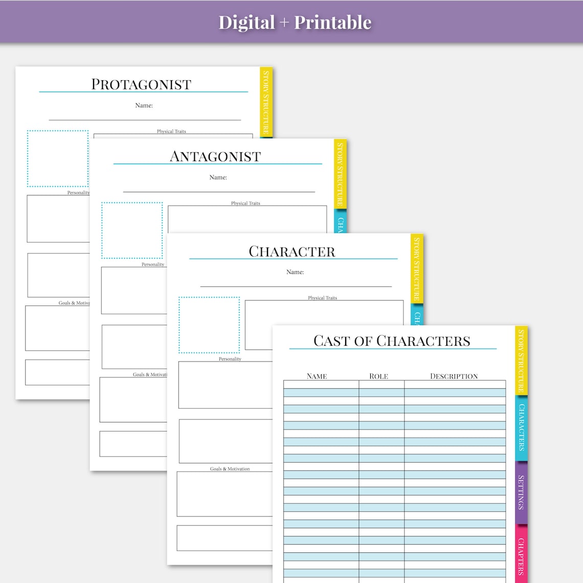 Novel Writing Worksheets digital and Printable Bundle - Etsy