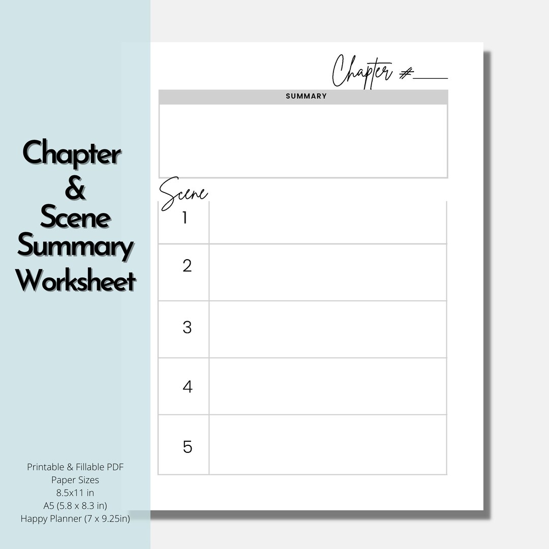 Chapter Scene Planning Worksheet Novel Writing Worksheet Novel Planner ...