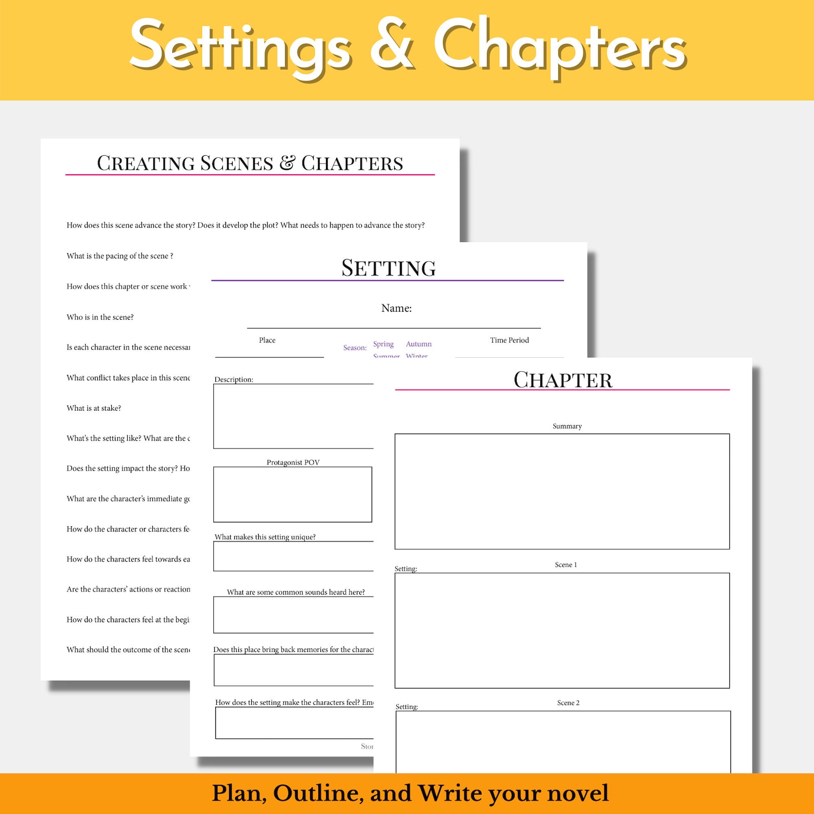 Novel Writing Planner: Story Development Worksheets (PDF Printable) - Etsy