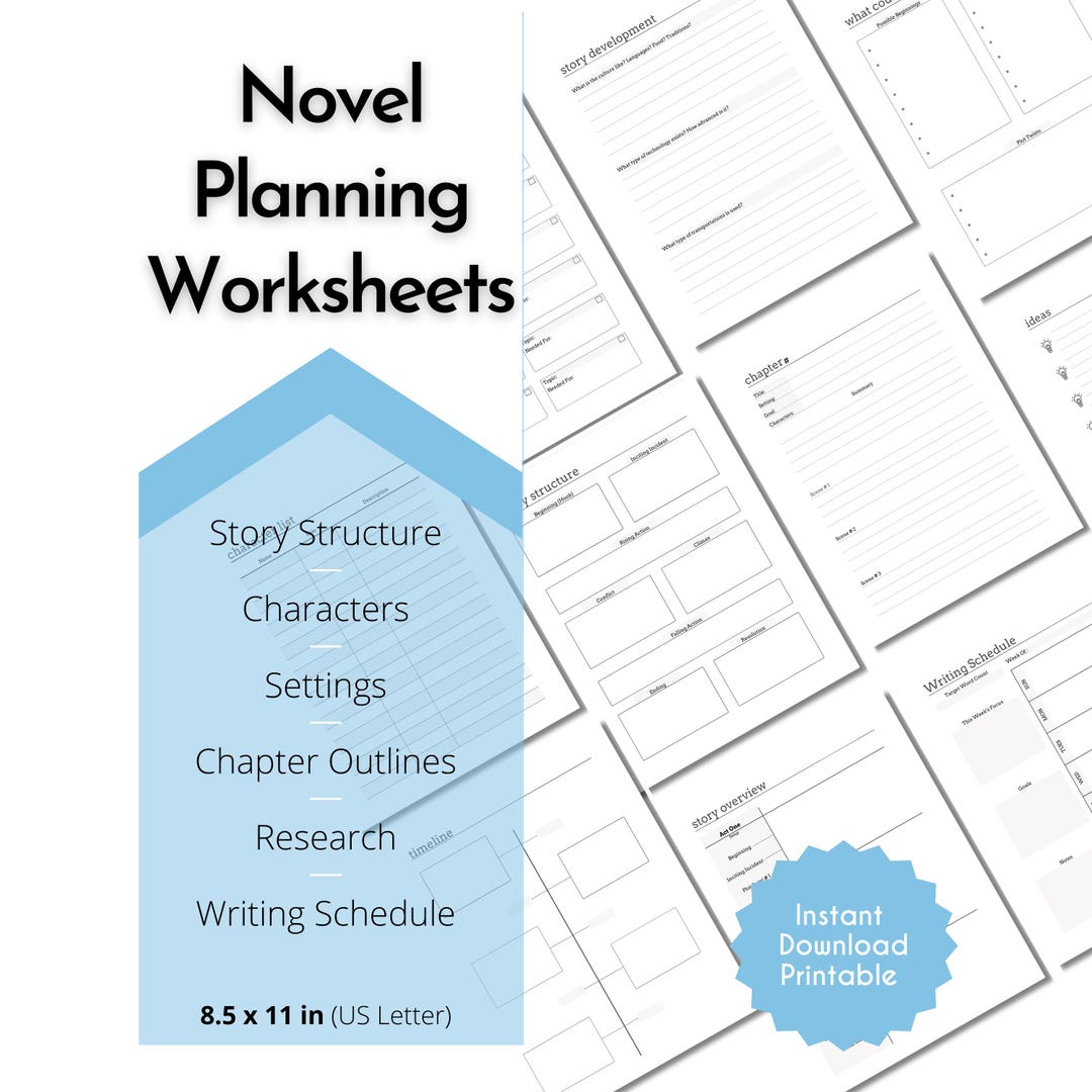 Novel Planner Worksheets - Etsy