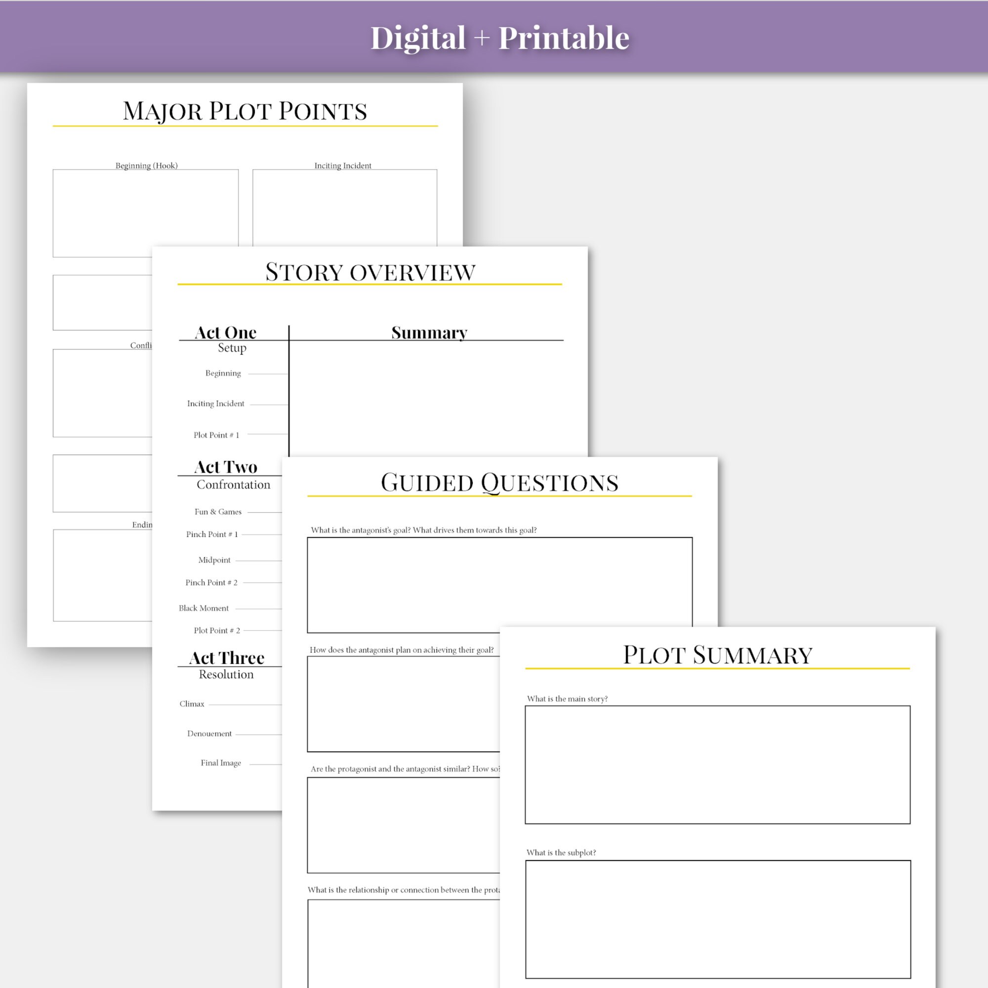 Novel Writing Worksheets (digital and Printable Bundle) - Etsy