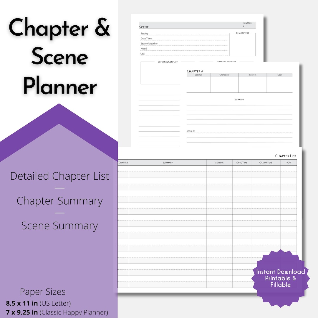 Chapter and Scene Planner Novel Planner Novel Plot Digital Novel ...