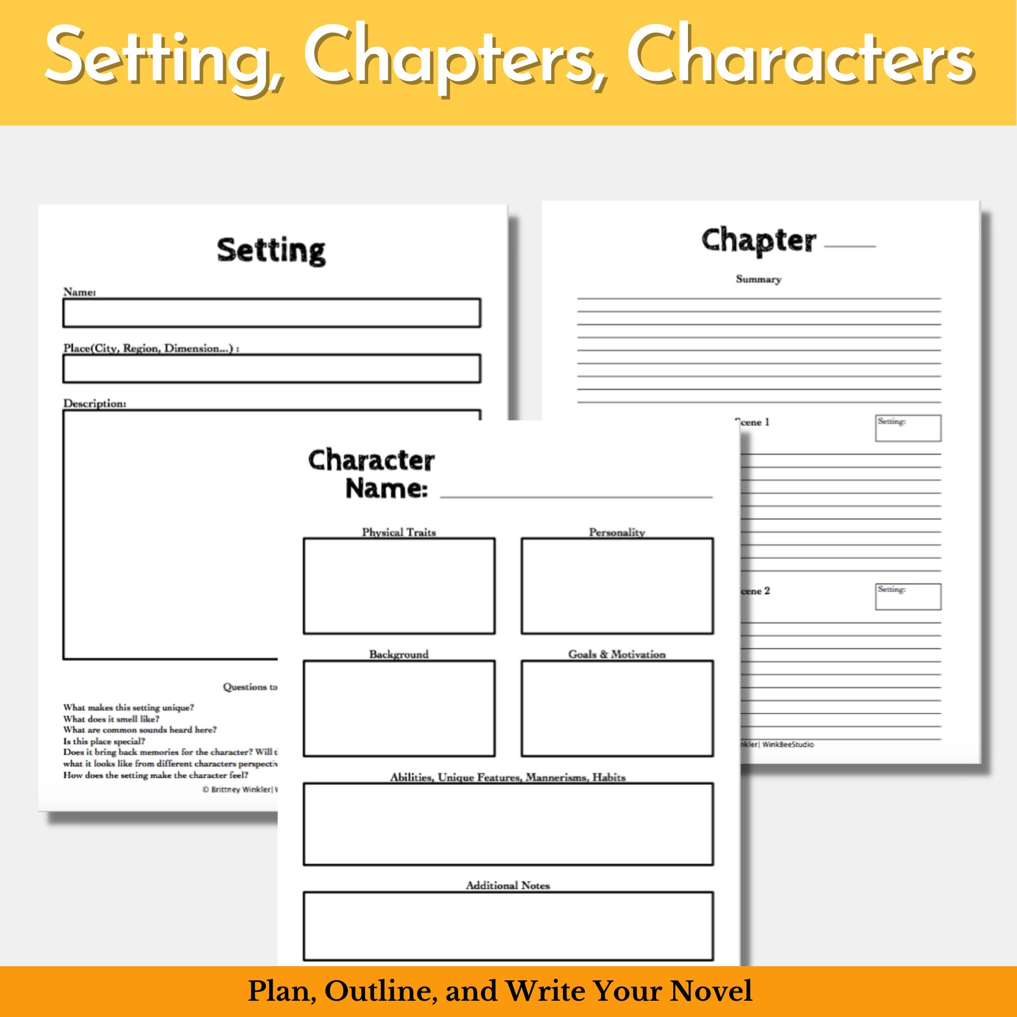 Printable Novel Writing Worksheets PDF Fillable Novel Planner Novel ...