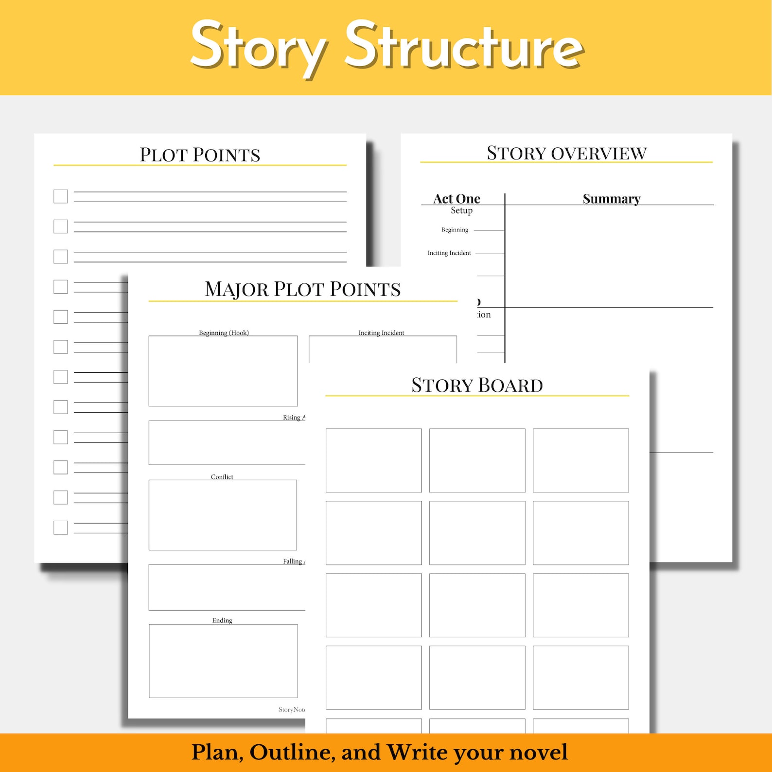 Novel Writing Planner: Story Development Worksheets (PDF Printable) - Etsy