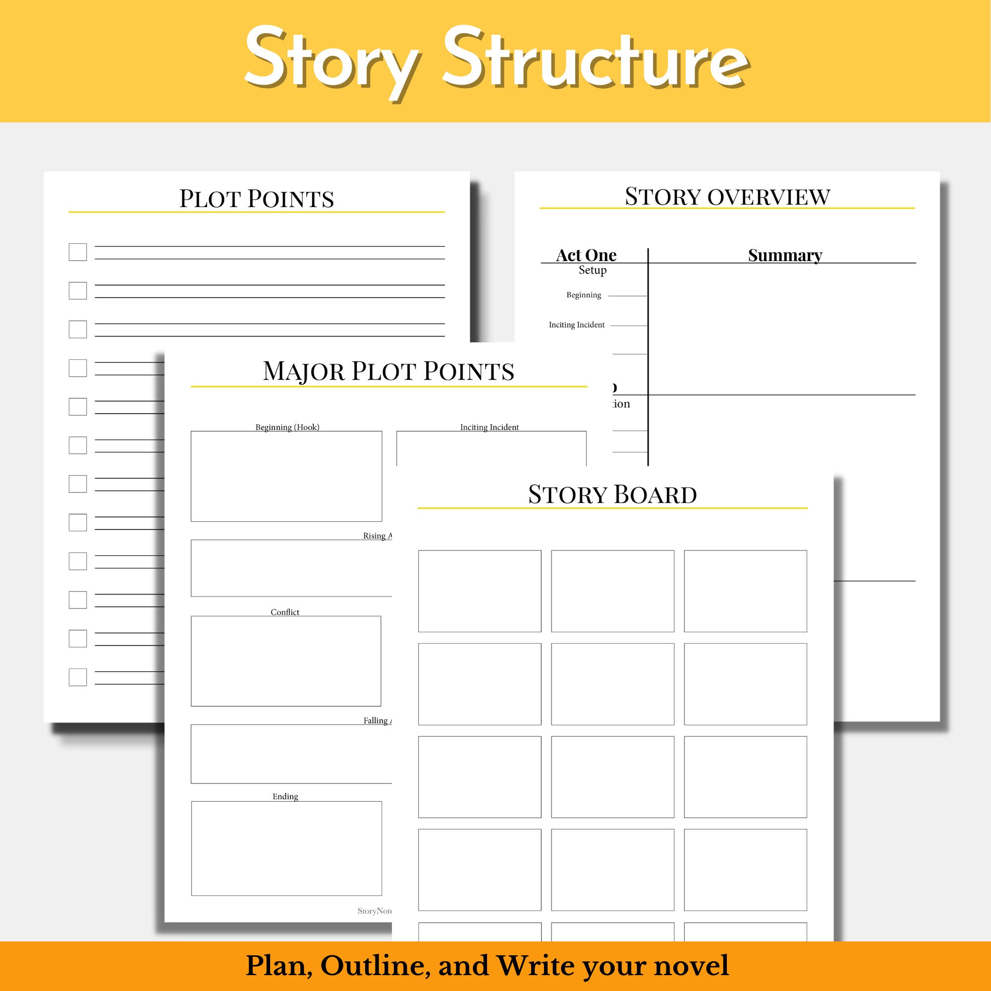 Novel Writing Planner: Story Development Worksheets (PDF Printable) - Etsy