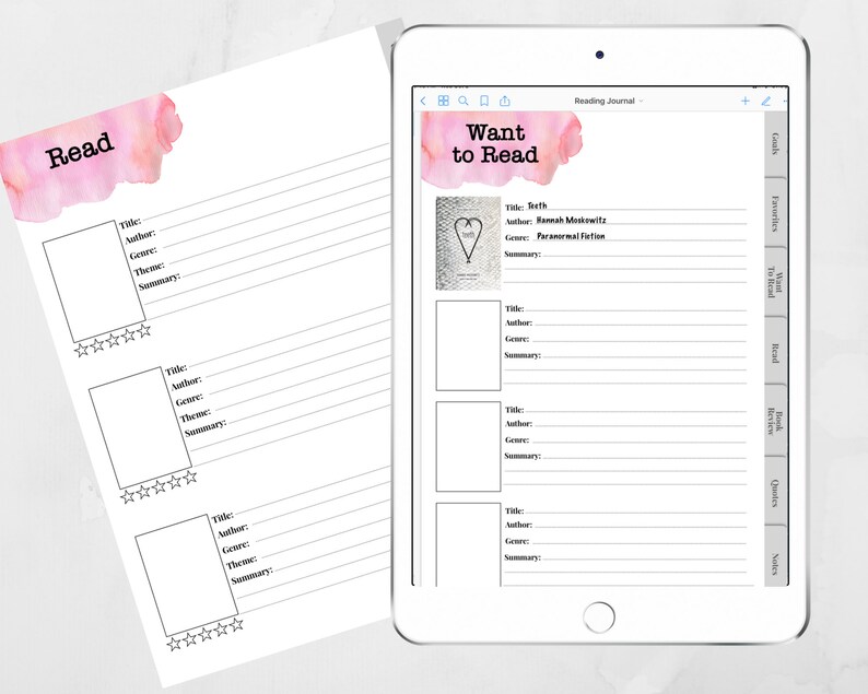 Digital Reading Journal/hyperlinked Journal/goodnotes Reading Journal ...