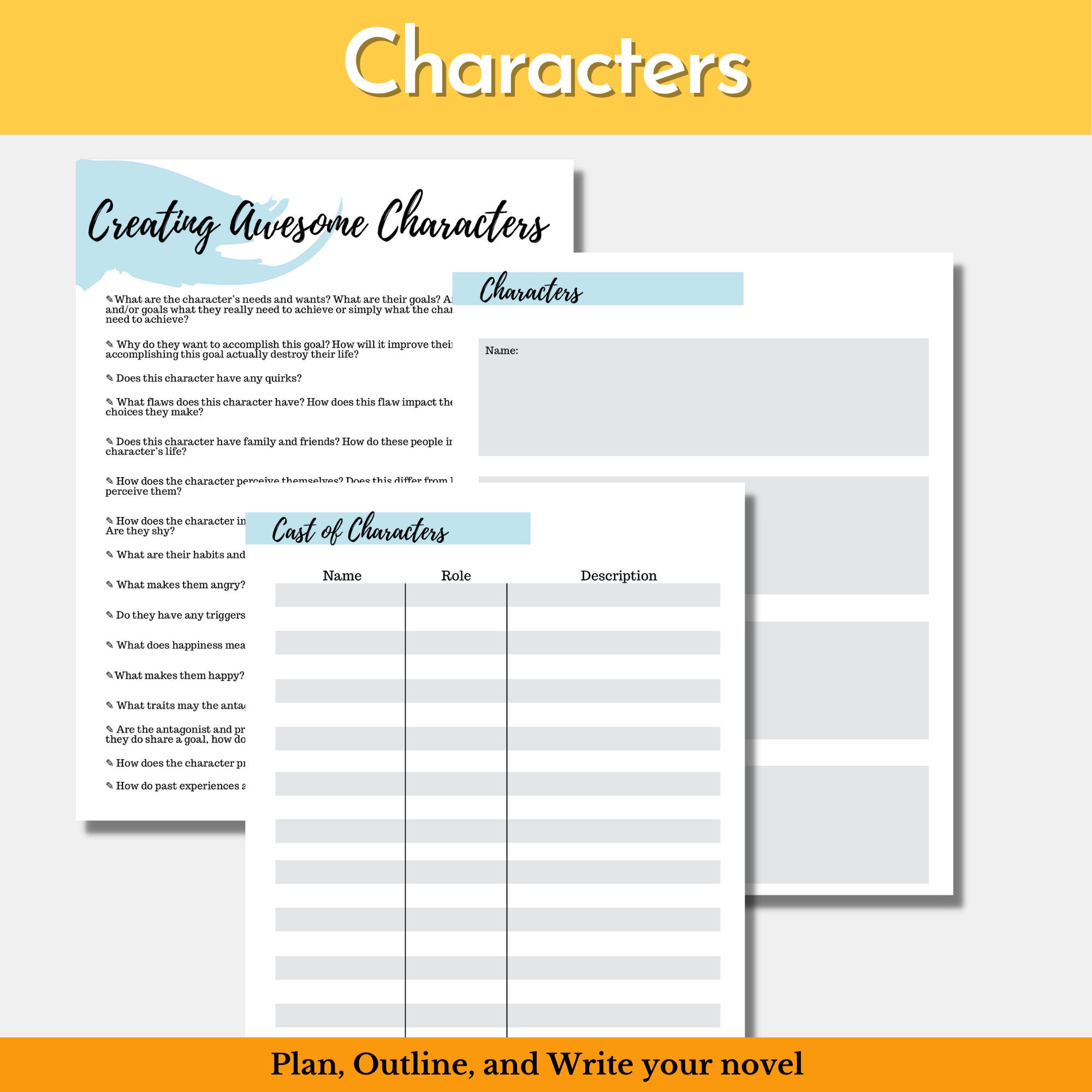 Novel Writing Planner: Story Development Worksheets (printable) - Etsy
