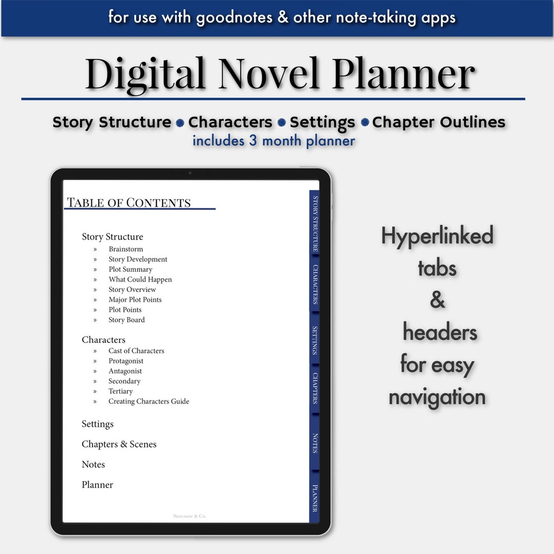 Digital Novel Planner: Story Outlines, Character Development,... (PDF ...