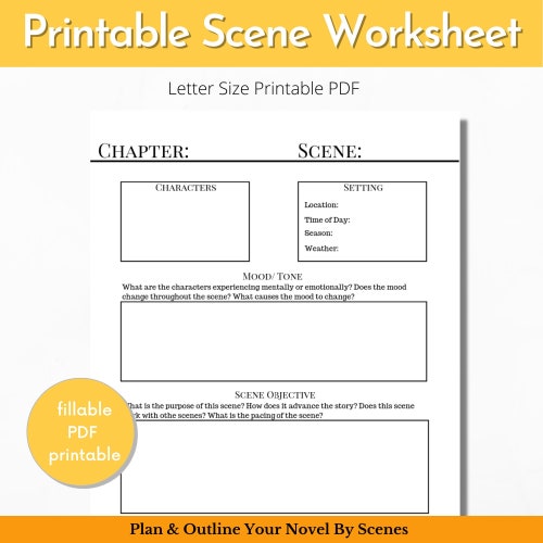 Scene Writing Worksheet Chapter Planning Writing Template - Etsy