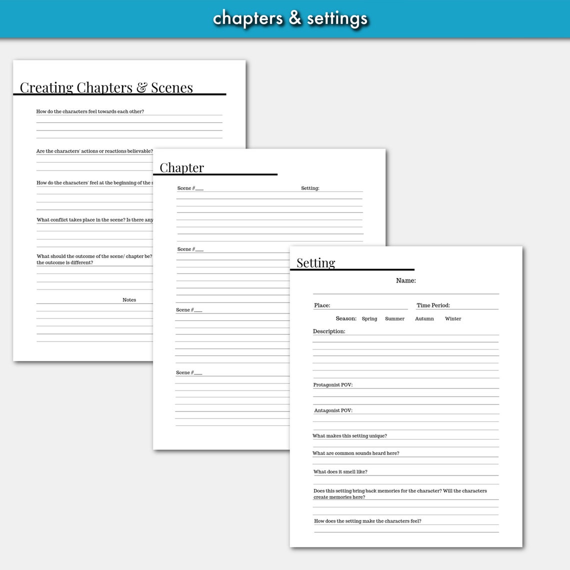 Nanowrimo 30 Day Novel Worksheets Writing Planner Novel Etsy