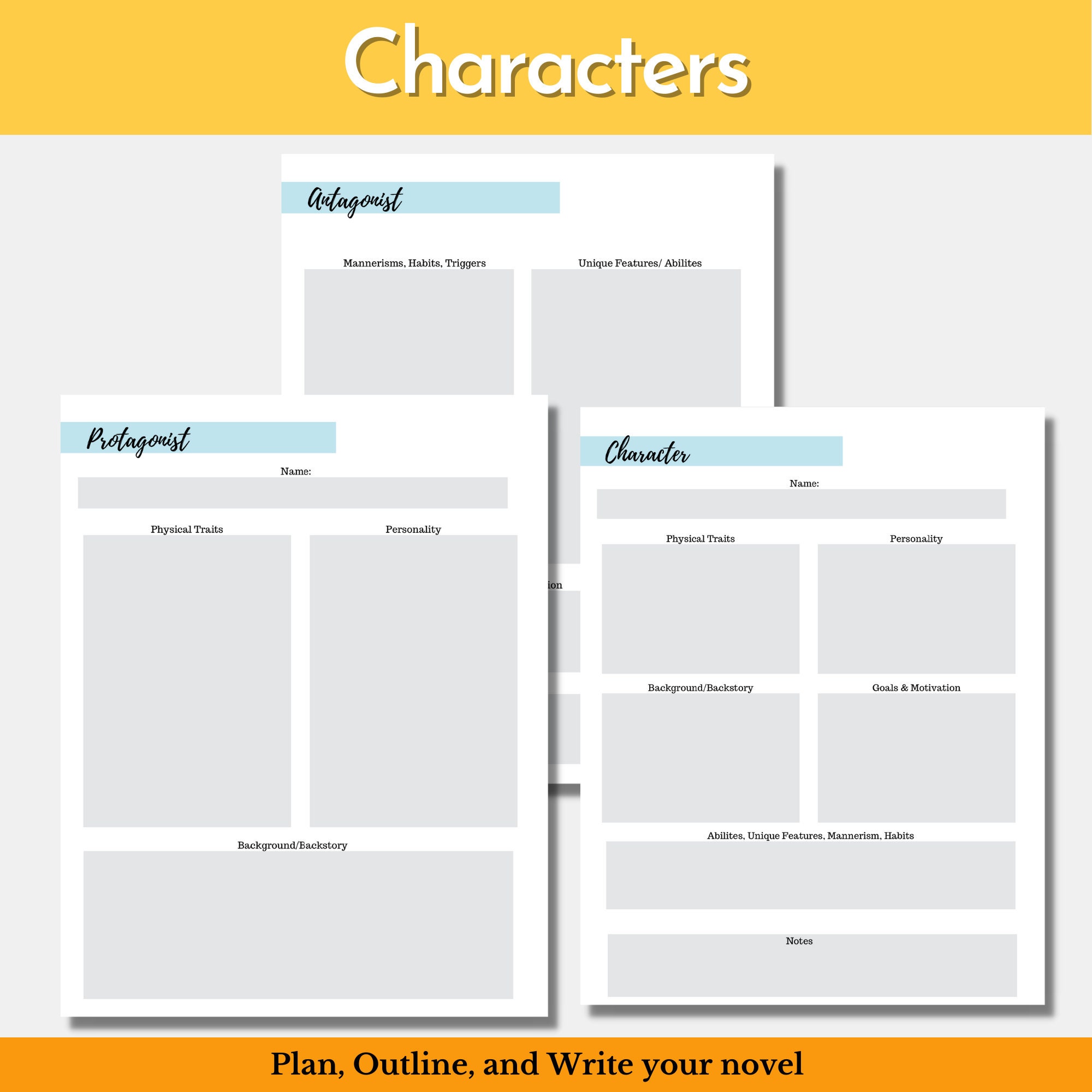 Writing Planner/novel Planner Printable/ Printable Workbook/ - Etsy